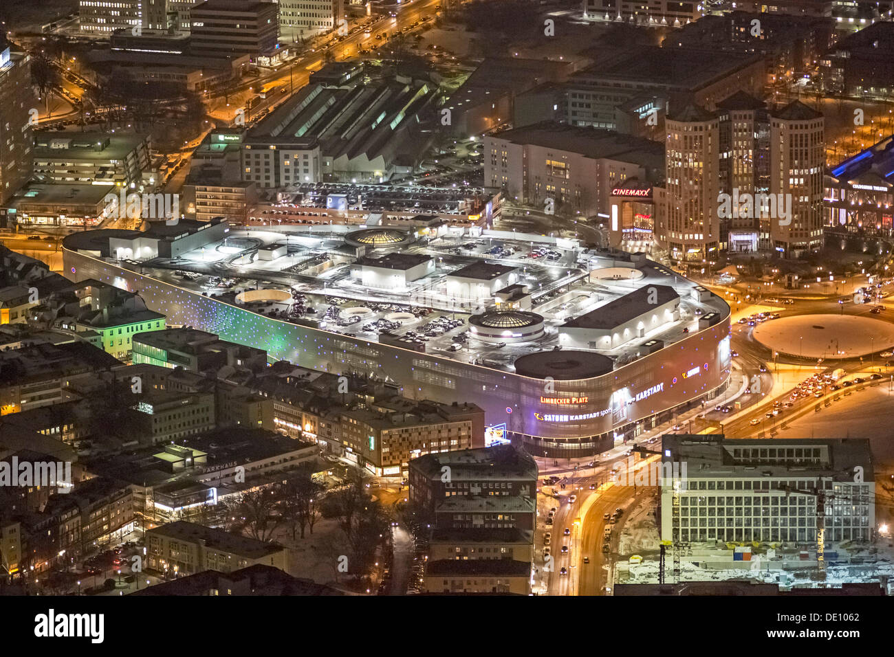 Aerial view, Karstadt department store, Limbecker Platz Shopping Centre ...