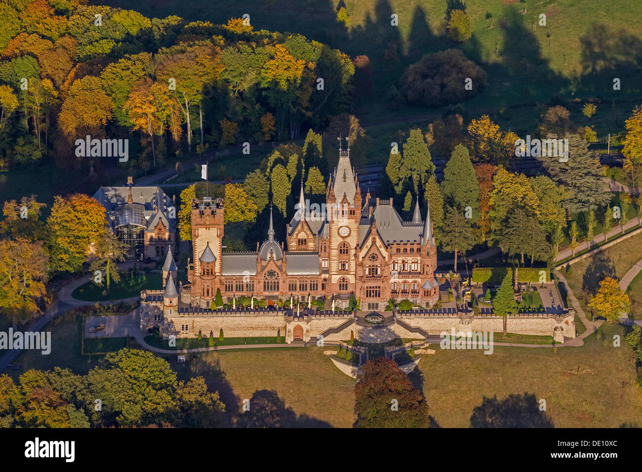 Aerial view, Schloss Drachenburg Castle, autumn Stock Photo: 60258980 ...