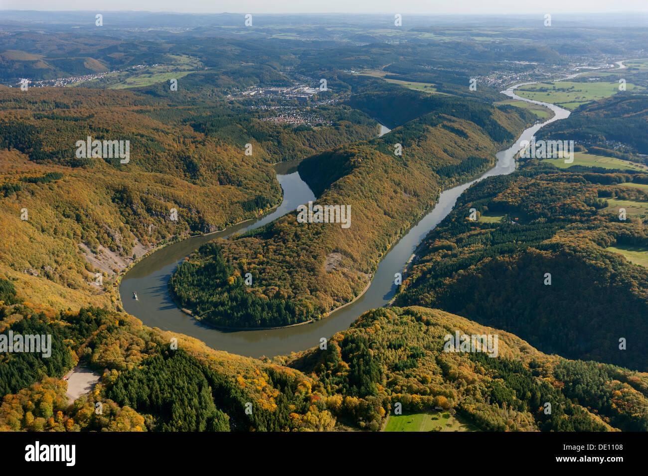 Aerial view, loop of the Saar River Stock Photo - Alamy
