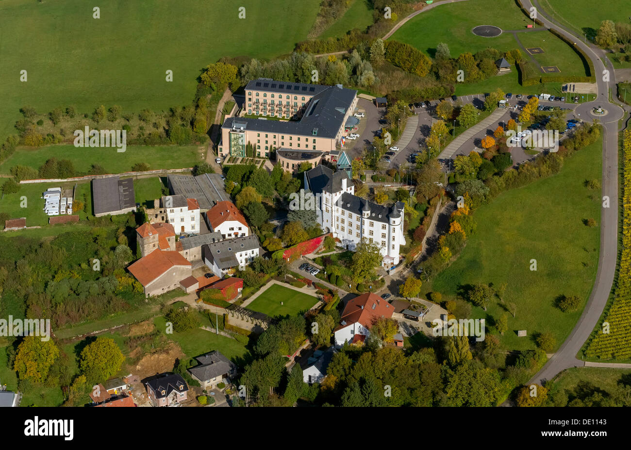 Aerial view, Casino Schloss Berg, a Renaissance castle Stock Photo - Alamy