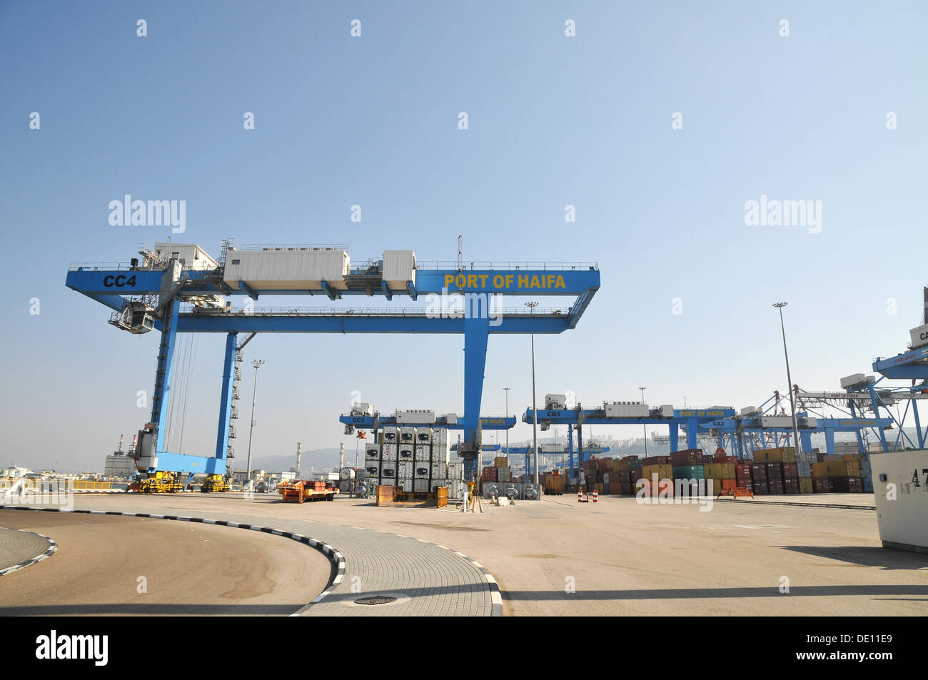 Israel, Haifa, Haifa port Container handling Stock Photo - Alamy