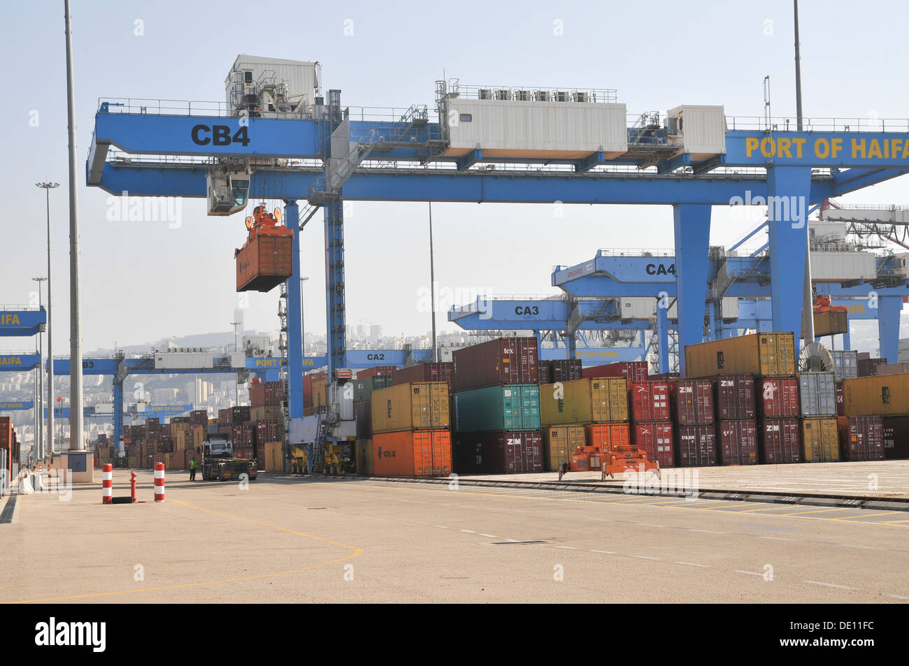 Israel, Haifa, Haifa port Container handling Stock Photo - Alamy