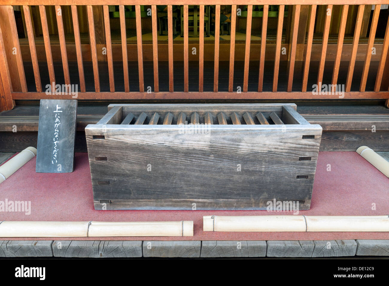 rough wooden box for donation from ancient Japanese Temple Stock Photo ...