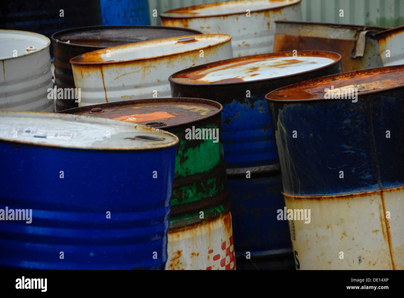 Rusted metal barrels Stock Photo - Alamy