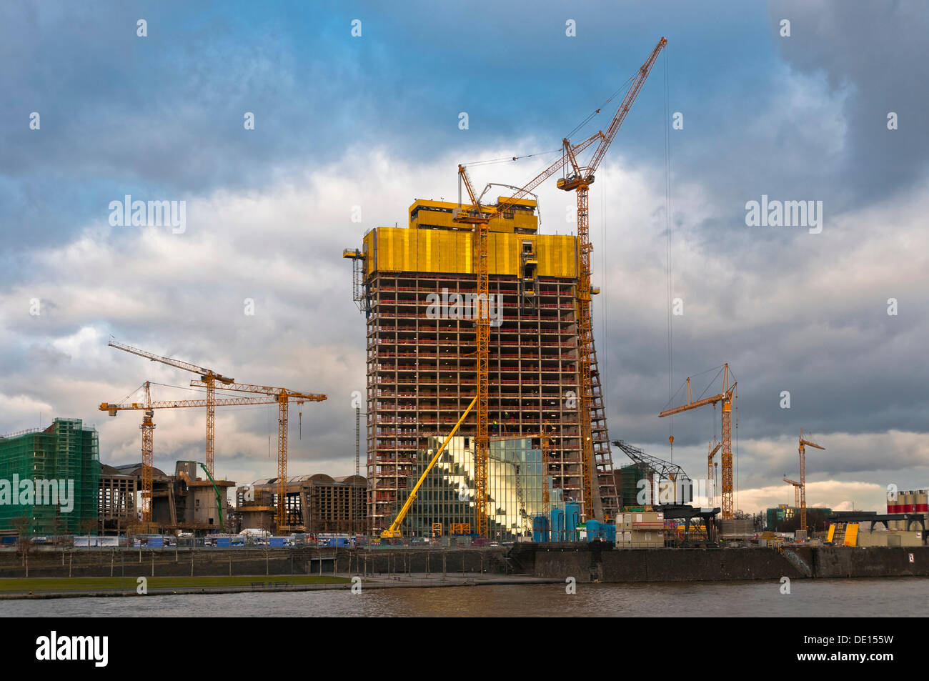 Construction of the European Central Bank, ECB, on the grounds of the ...