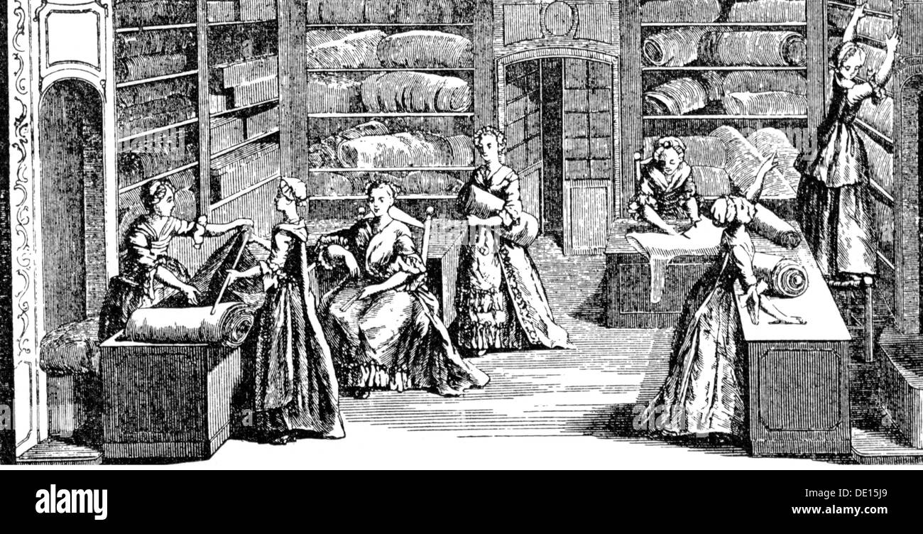 trade, shops, mercer, after Lacroix, copper engraving, 18th century ...