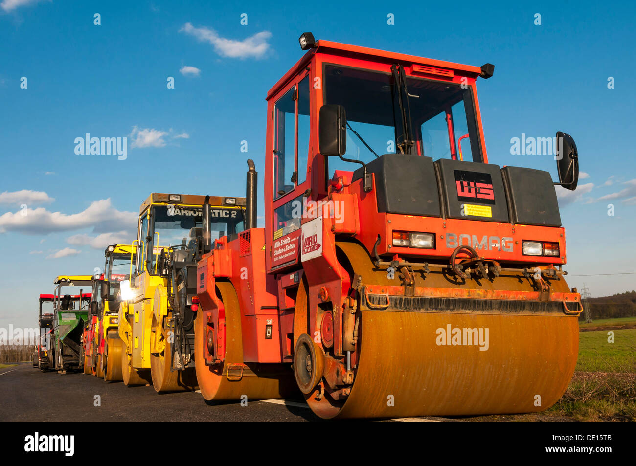 Road rollers or roller-compactors for tarmacking, Götzenhain, Dreieich ...