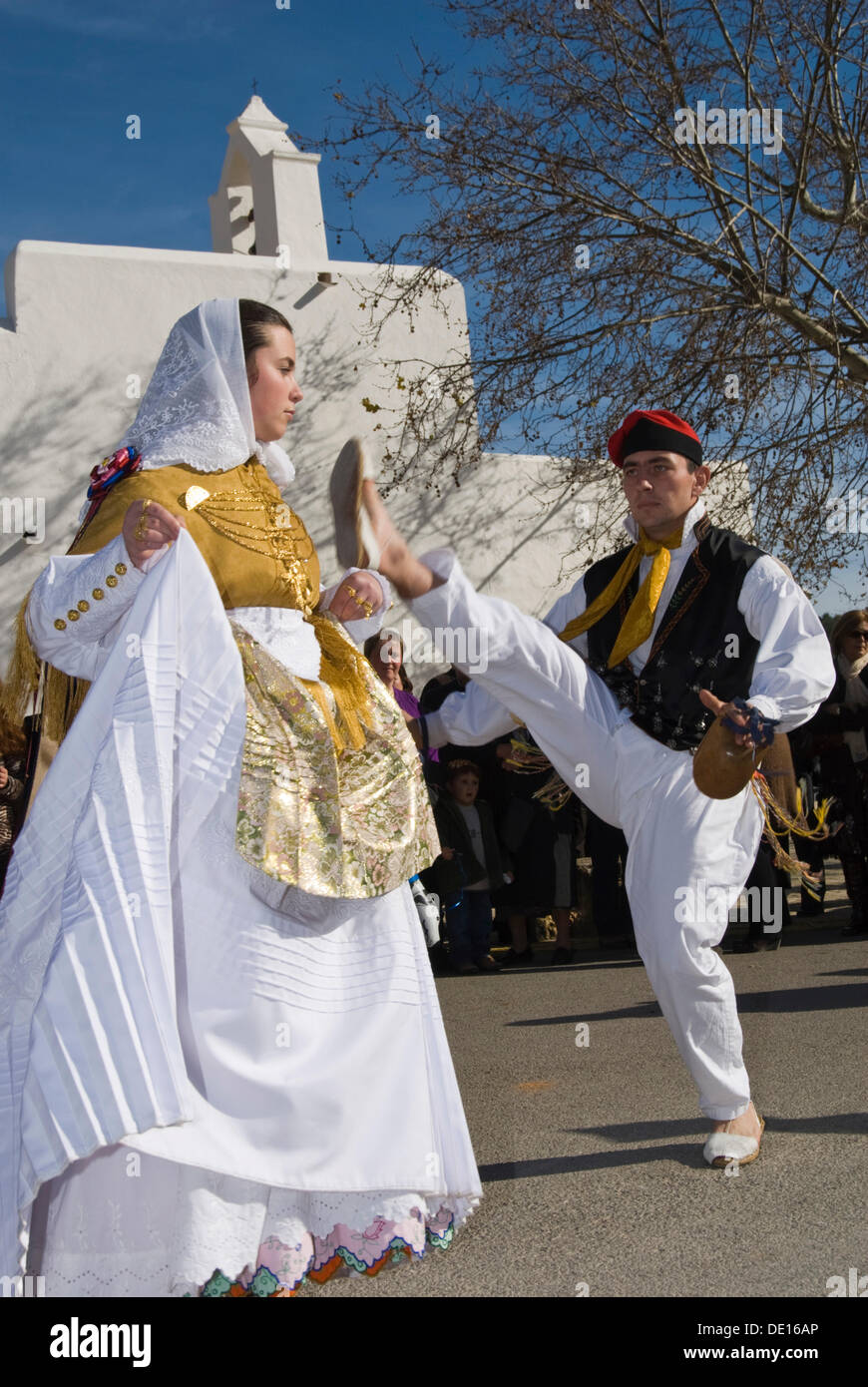 Members of a folklore group performing typical dances, Ibiza, Spain ...