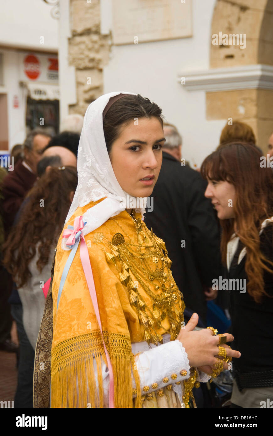 Young woman in traditional costume, Ibiza, Spain, Europe Stock Photo ...