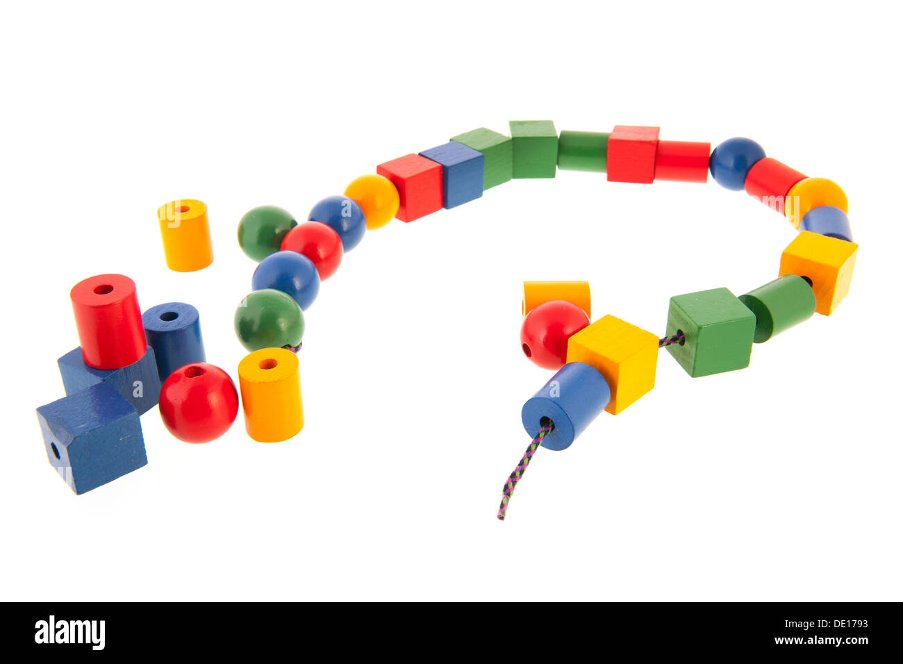 Wooden toy chain isolated over white background Stock Photo - Alamy