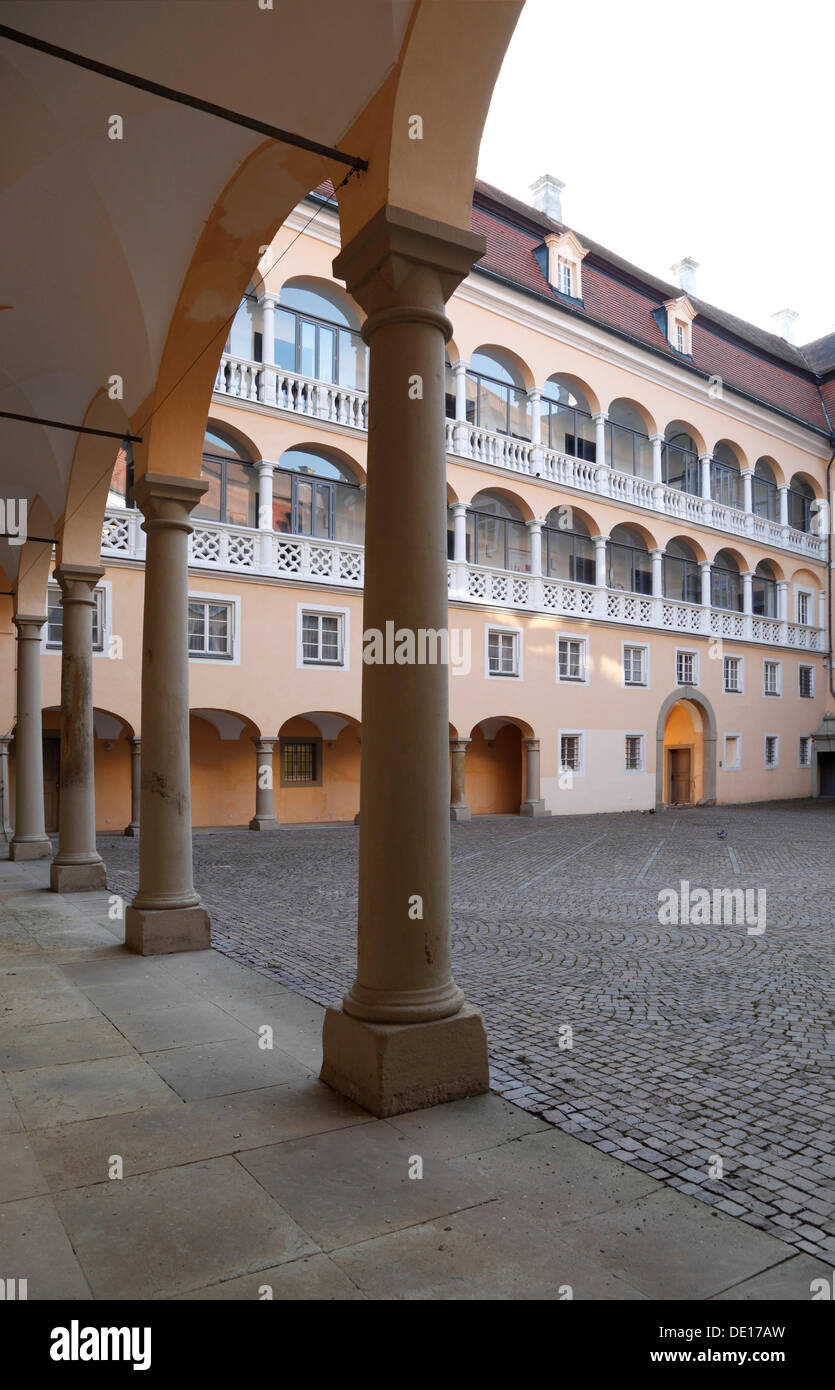Schloss ob Ellwangen castle, arcaded courtyard, Ellwangen an der Jagst ...