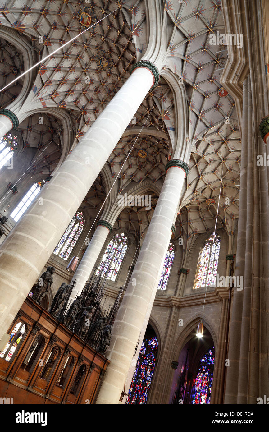 Interior view, Gothic Cathedral of the Holy Cross or Minster of the Holy Cross, choir area ...