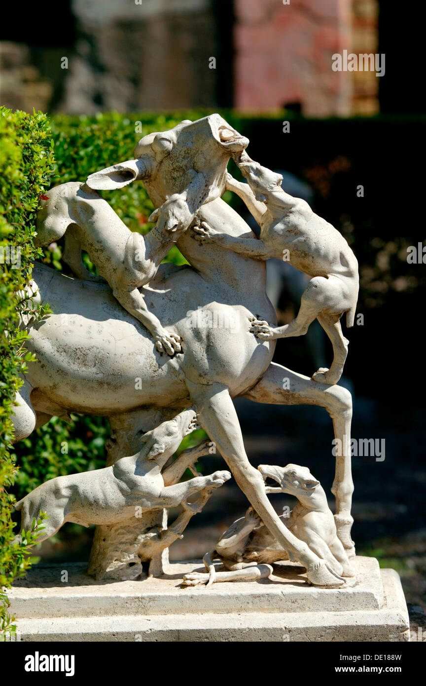 Sculpture illustrating the legend of Actaeon, who had surprised Artemis ...