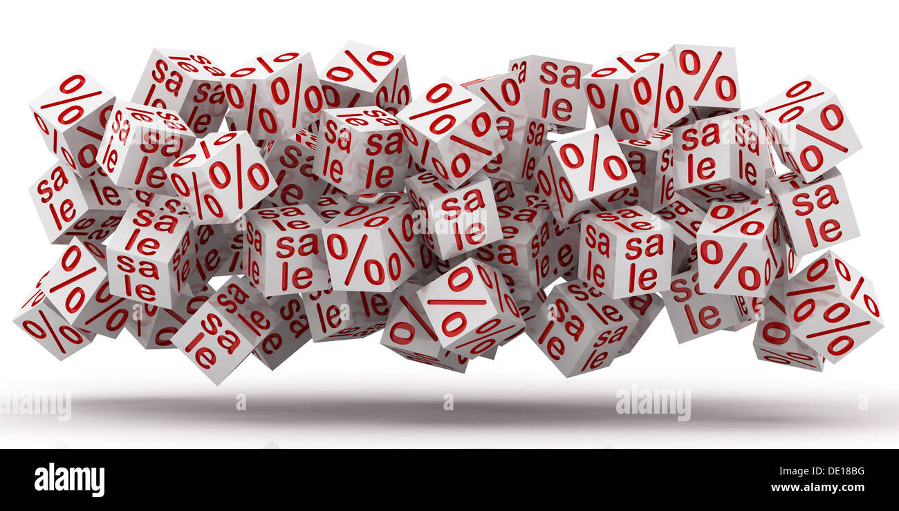 sale cubes with percent discount on a white background Stock Photo - Alamy