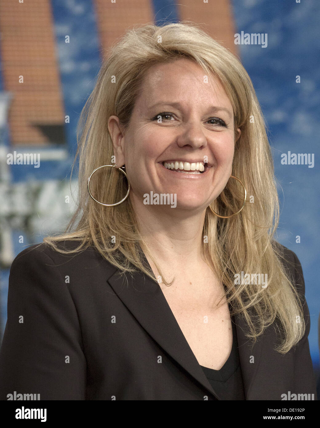 President of SpaceX Gwynne Shotwell during a pre-launch news conference ...