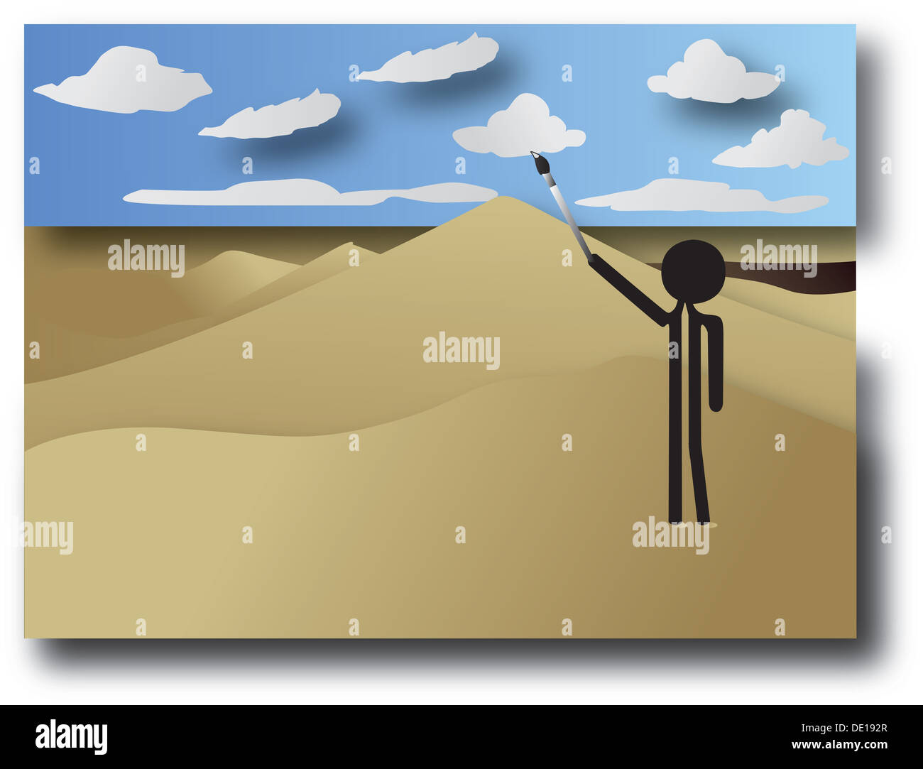 drawing of painter painting the sky Stock Photo - Alamy