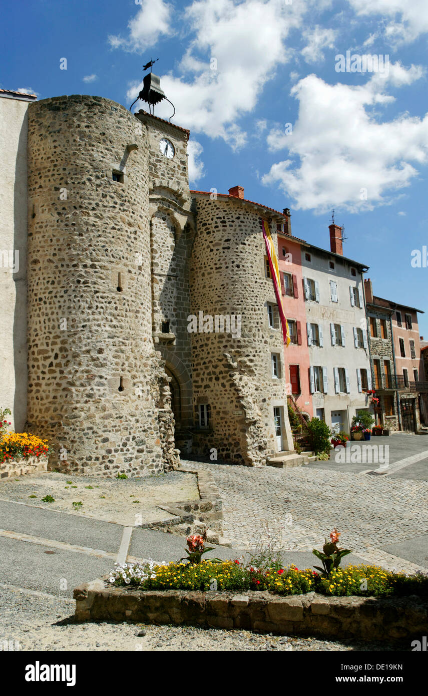Town gate, old village of Allègre, Haute Loire, Auvergne, France ...