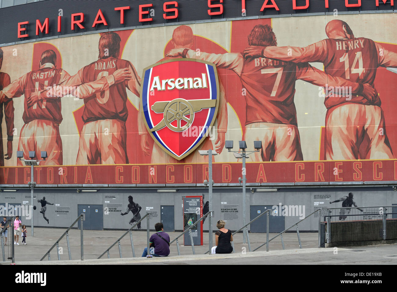 Arsenal stadium with its main heroes on display on the side of the ...