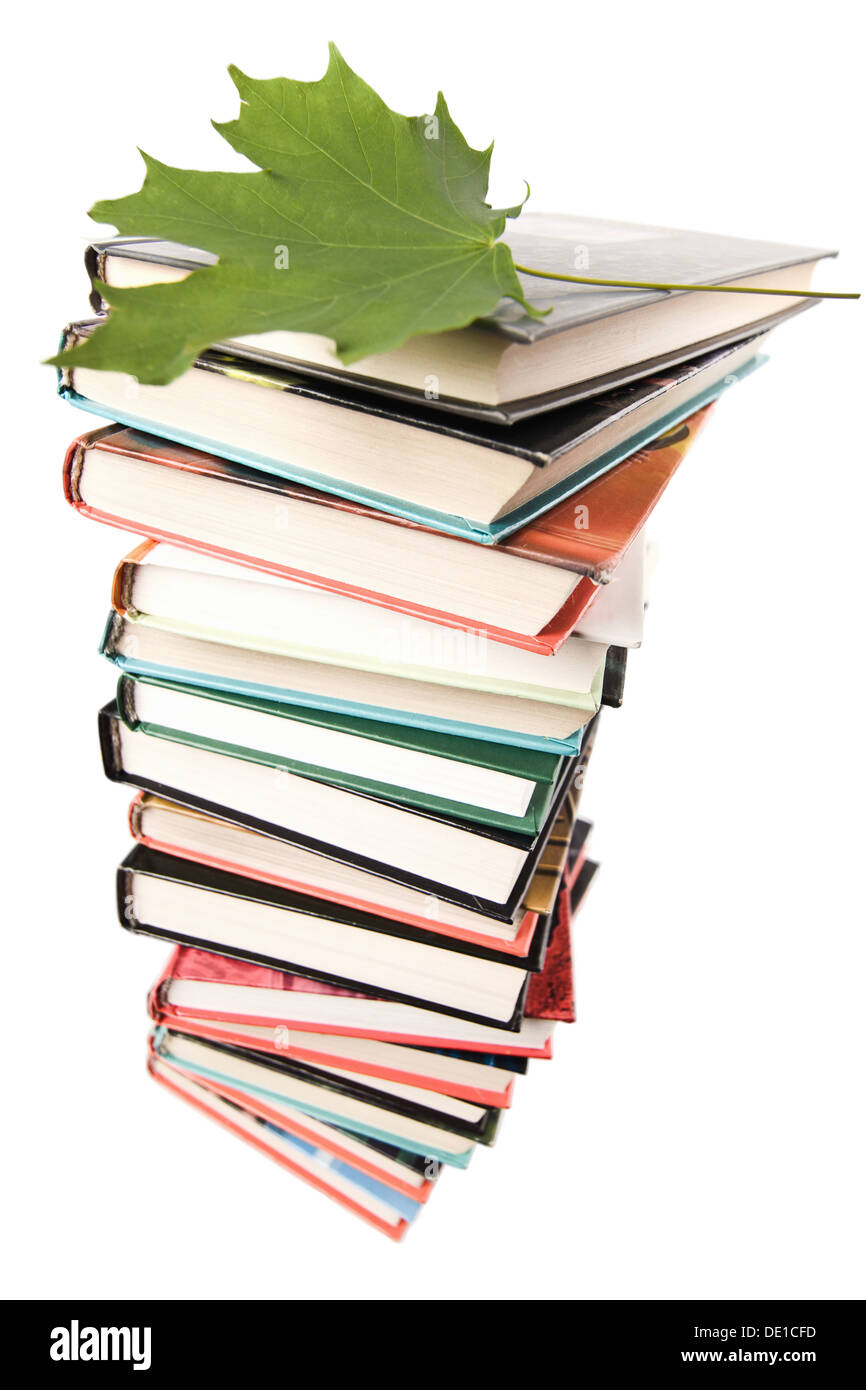 big pile of books isolated Stock Photo - Alamy