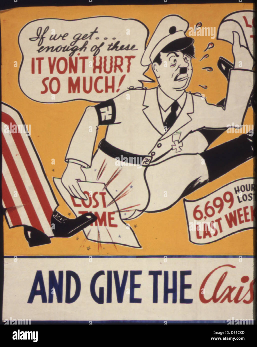 This World War II propaganda poster emphasizes the American commitment to defeating the Axis ...