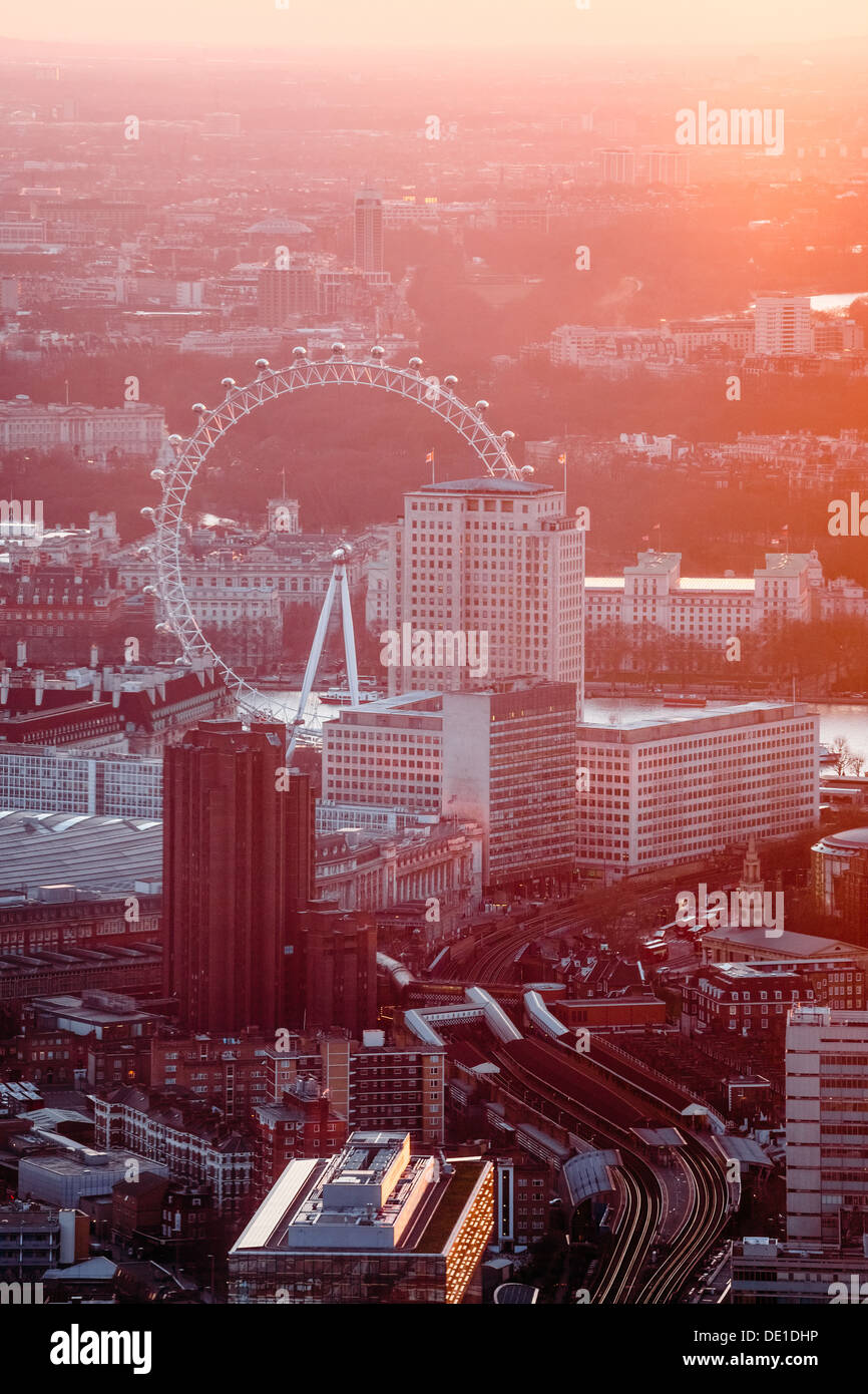London eye at sunset - view from The Shard, London, England, UK Stock ...