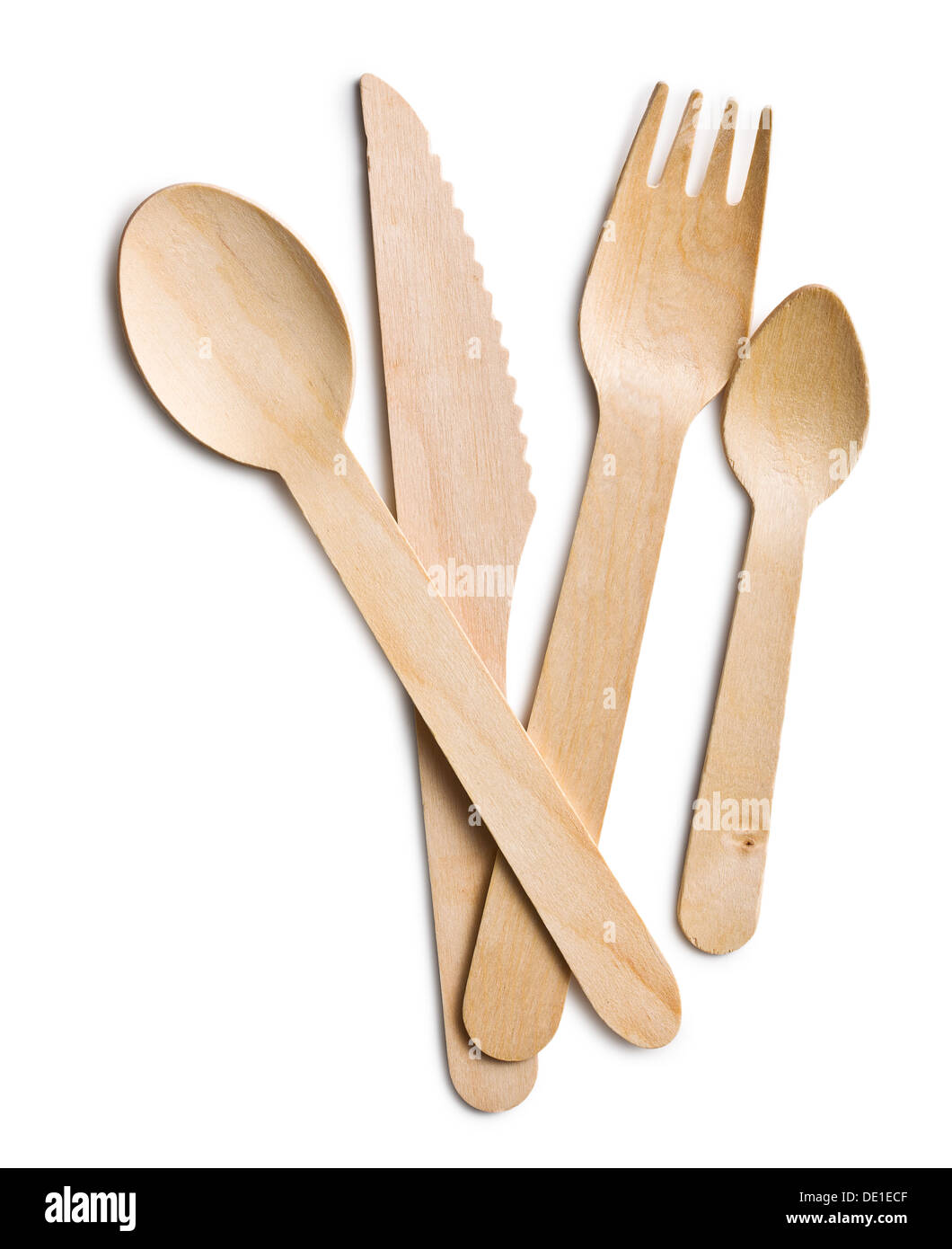 Cutlery on wooden table Cut Out Stock Images & Pictures - Alamy