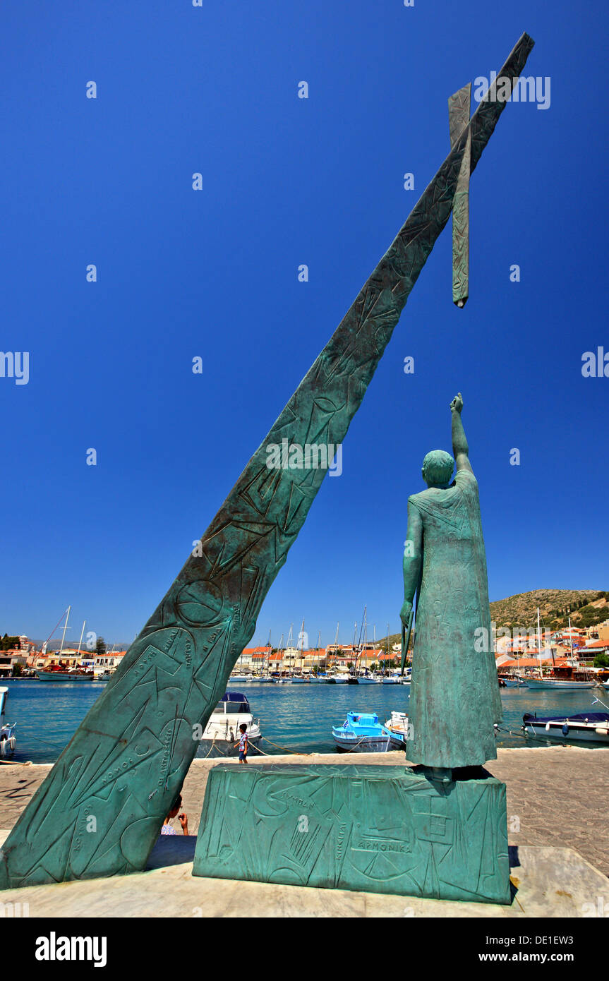 The statue of Pythagoras, famous ancient Greek philosopher and ...