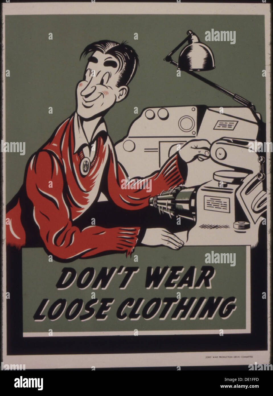 This World War II-era poster promotes safety in the workplace by ...