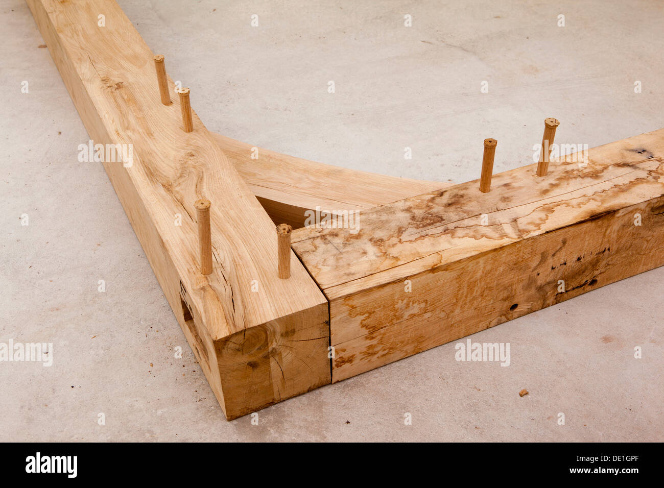 self building house, constructing green oak timber framed structure ...