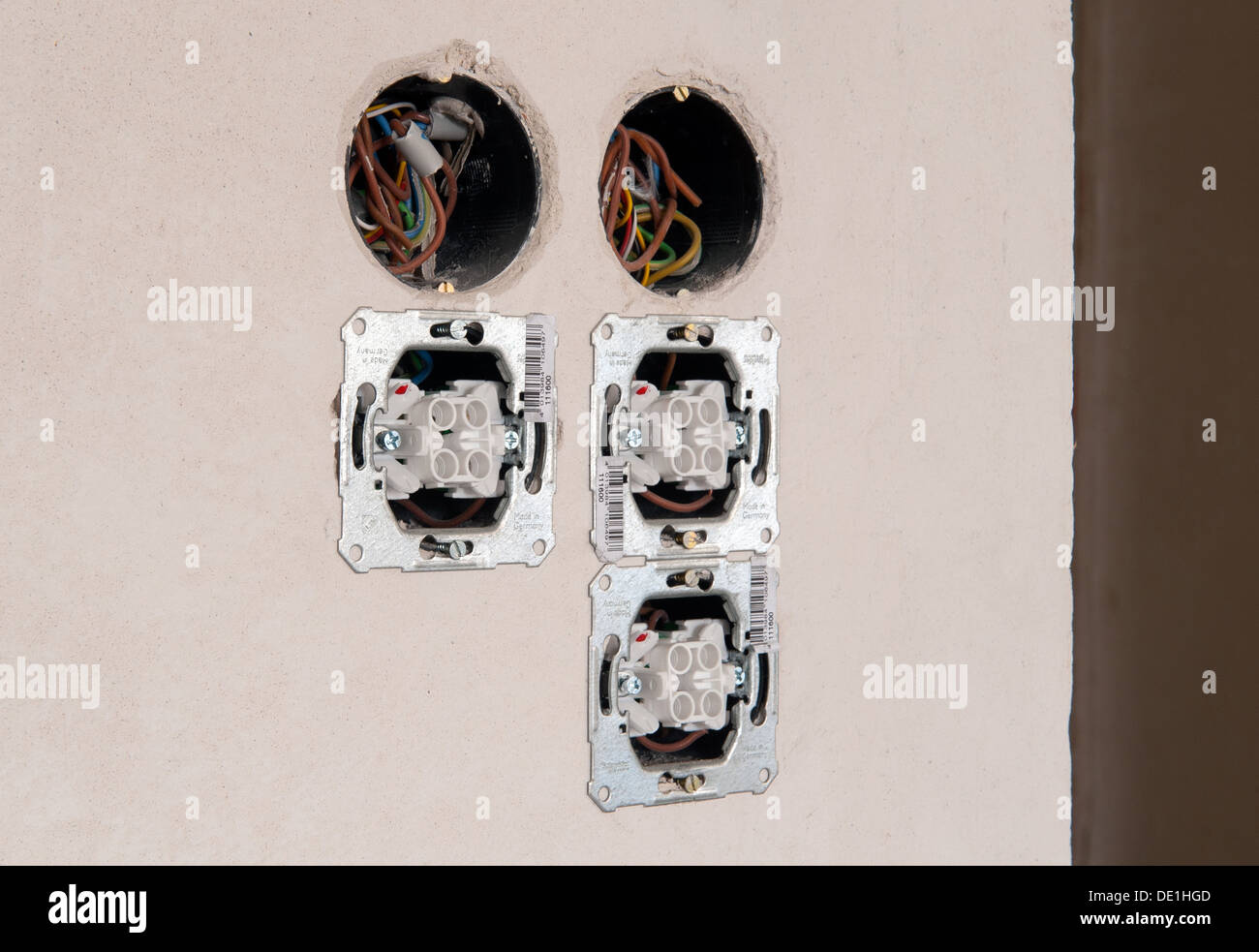 Berlin, Germany, unfinished outlets on a construction site Stock Photo ...