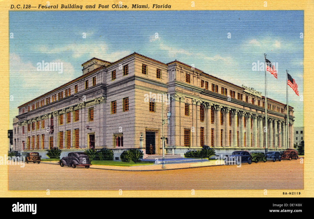 Federal Building and Post Office, Miami, Florida, USA, 1938. Artist ...
