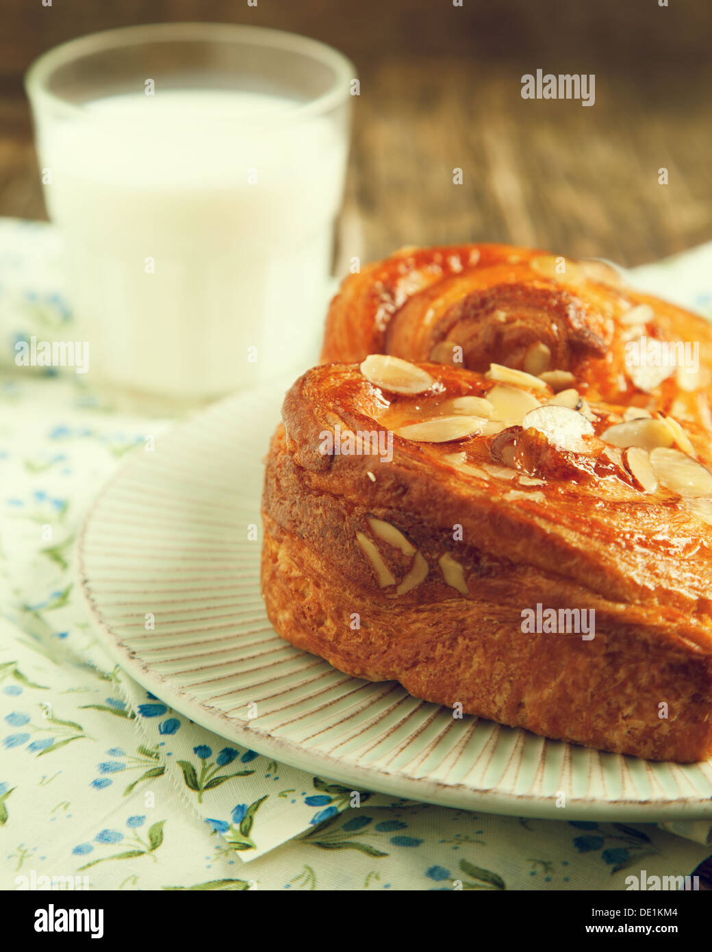 Almond Danish pastry on plate Stock Photo - Alamy