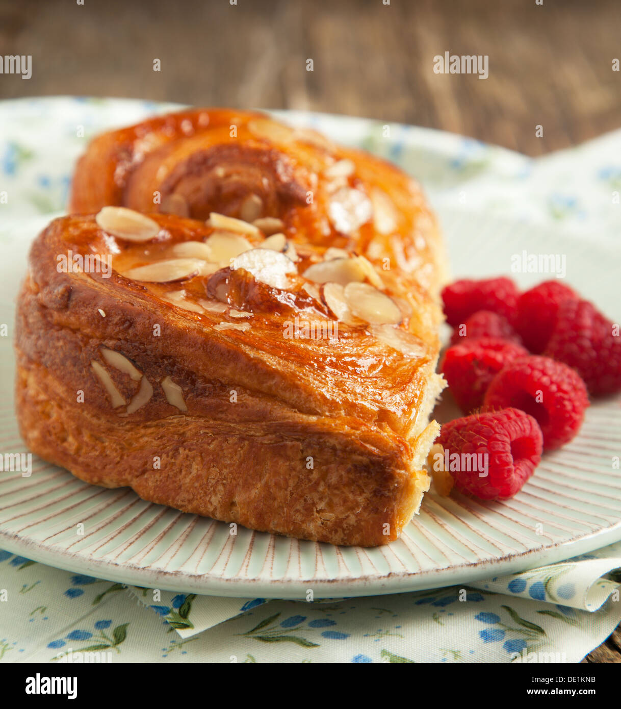 Almond Danish pastry on plate Stock Photo - Alamy