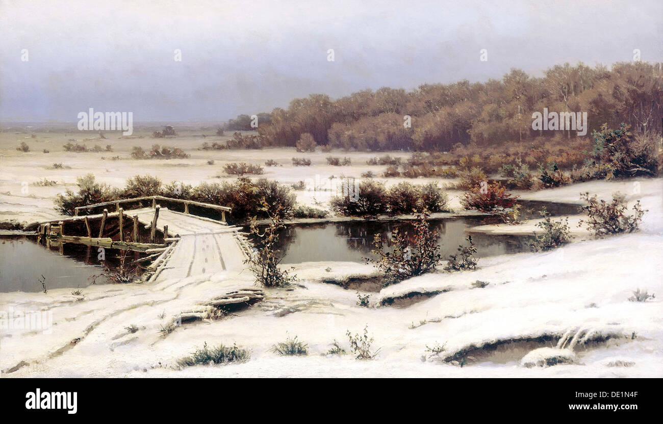 'Early Snow', 1883. Artist: Yefim Yefimovich Volkov Stock Photo - Alamy