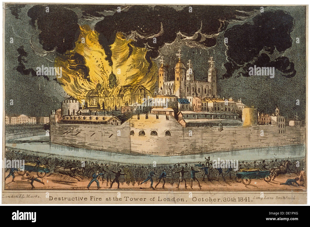 Fire at the Armoury in the Tower of London, 30 October 1841. Artist ...