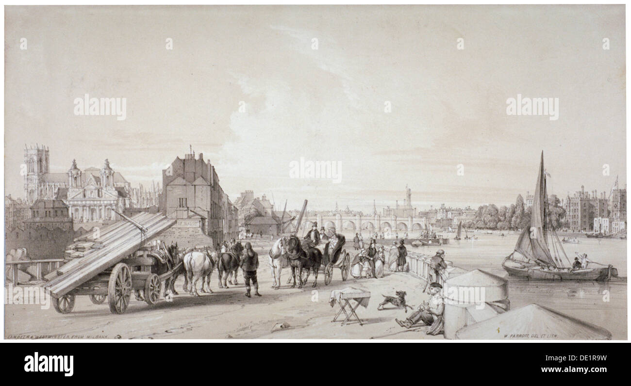 Millbank, Westminster, London, 1841. Artist: William Parrott Stock ...