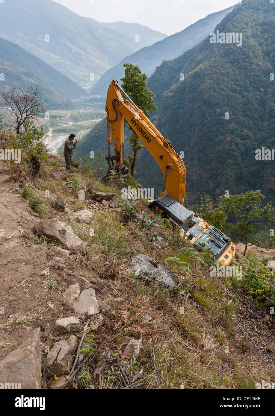 Road development in Langtang National Park, Helambu, Nepal Stock Photo ...