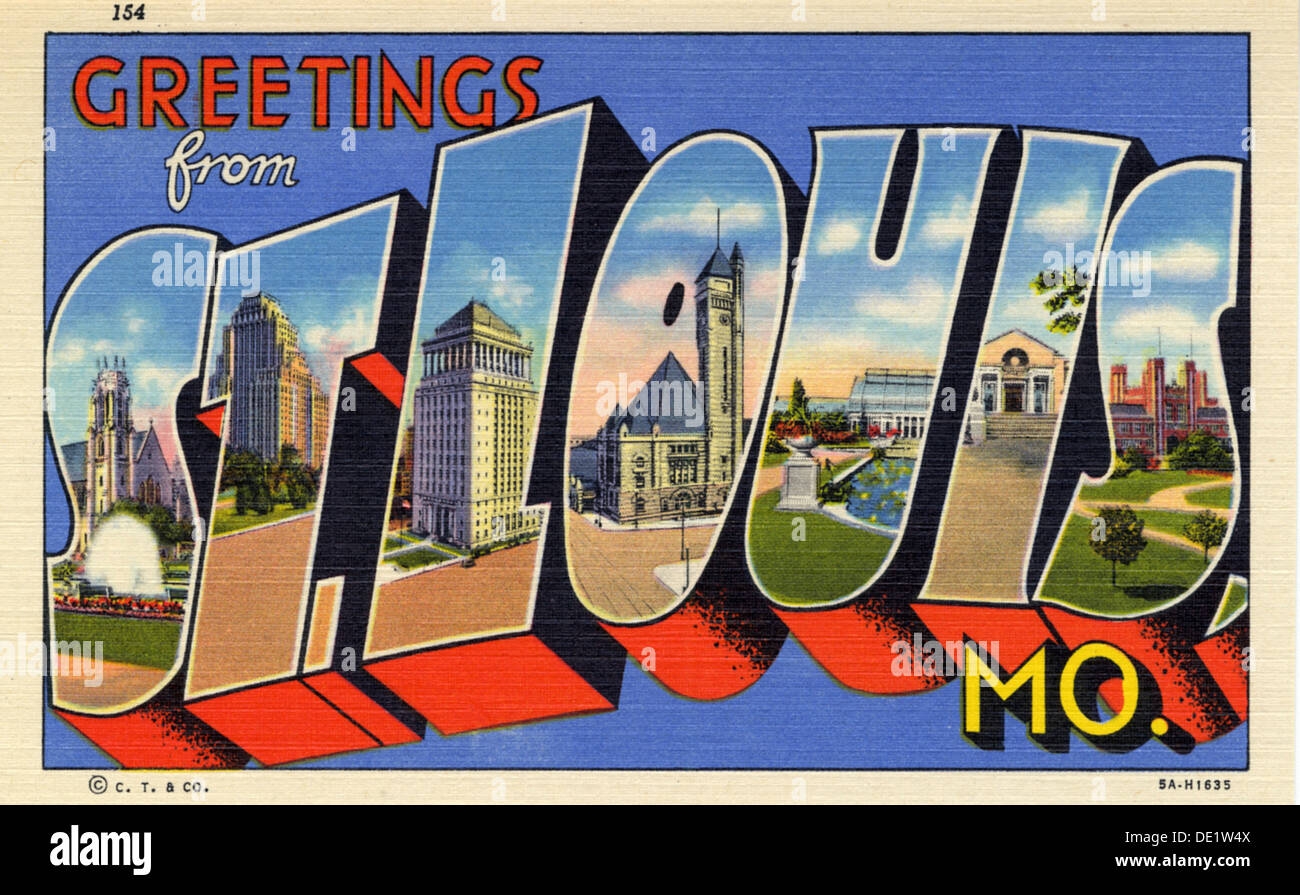 'Greetings from St Louis, Mo', postcard, 1935. Artist: Unknown Stock ...