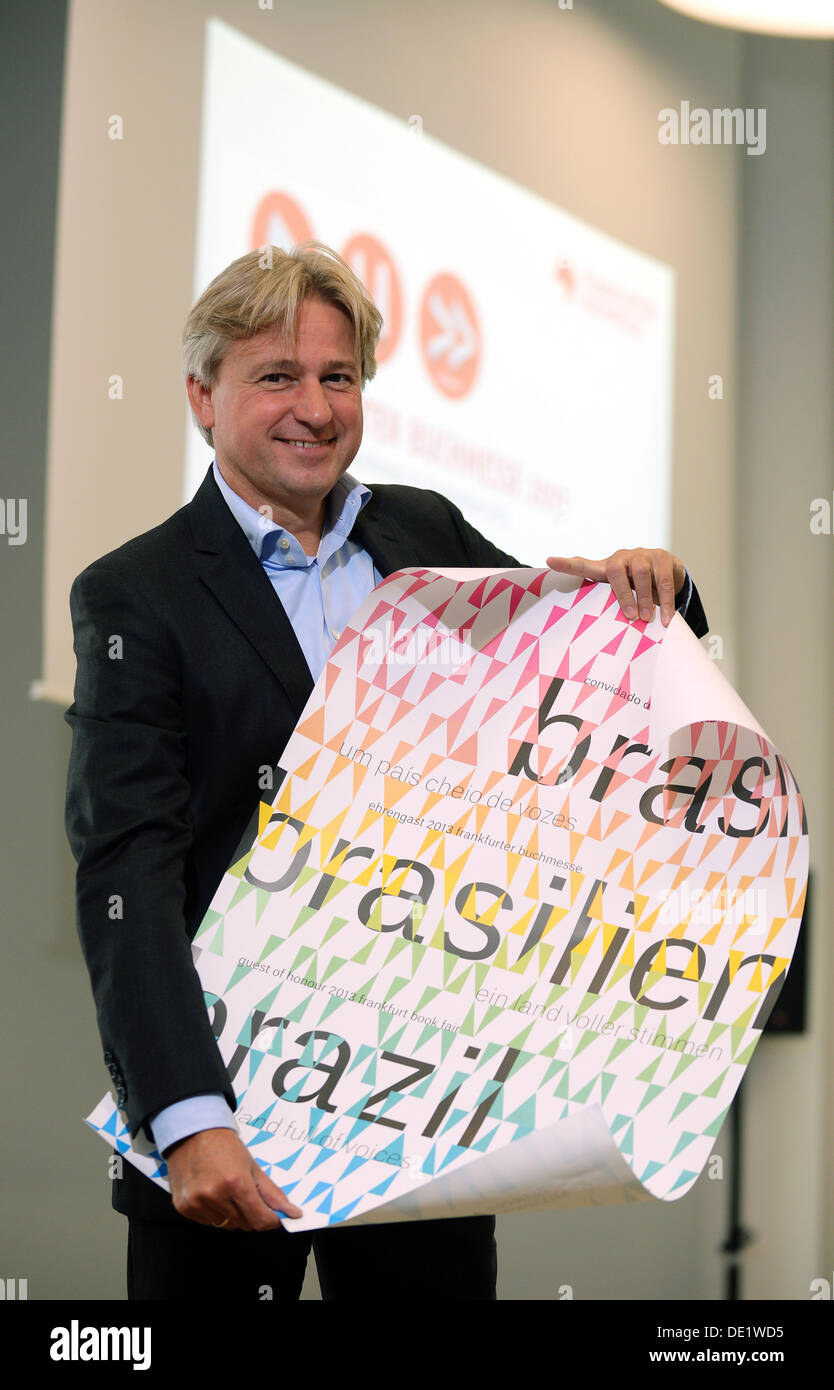 The director of the Frankfurt bookfair, Juergen Boos, stands with the ...