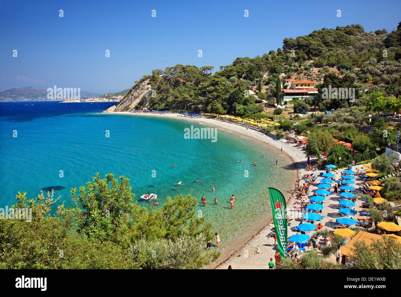 Tsamadou beach, one of the most popular beaches of Samos island, Aegean ...