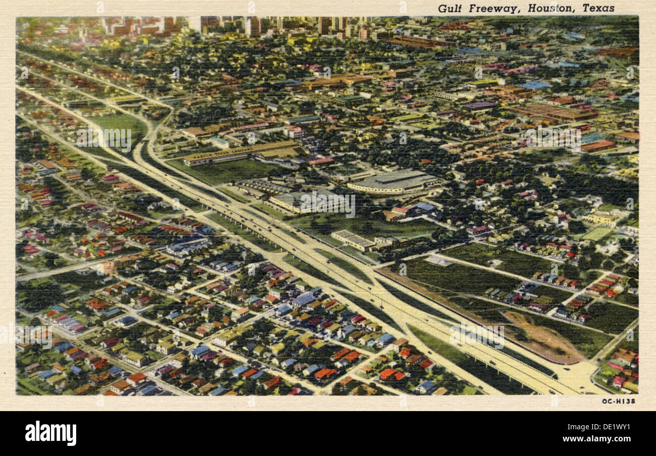 Gulf Freeway, Houston, Texas, USA, 1950. Artist: Unknown Stock Photo ...