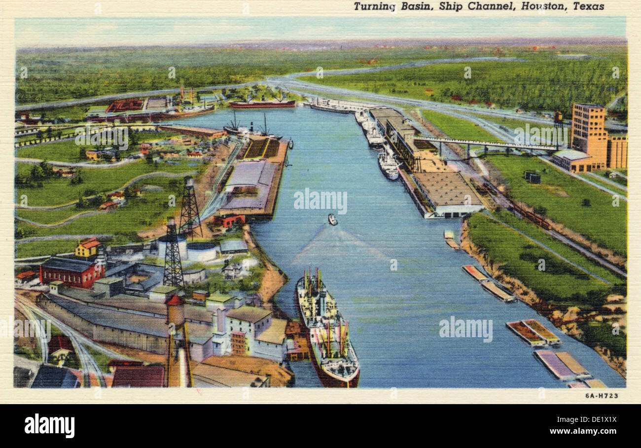 Turning basin, Ship Channel, Houston, Texas, USA, 1936. Artist: Unknown ...
