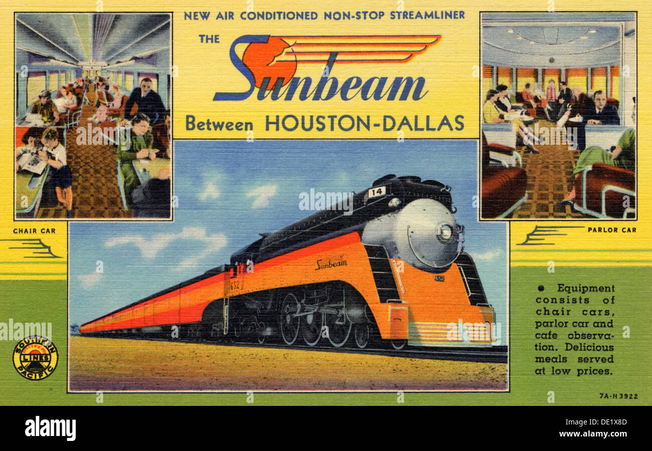Southern Pacific streamlined train 'Sunbeam', USA, 1937. Artist ...