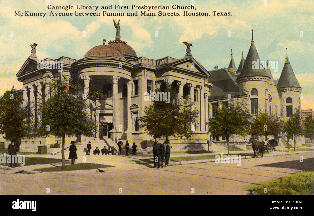 Carnegie Library and First Presbyterian Church, Houston, Texas, USA ...