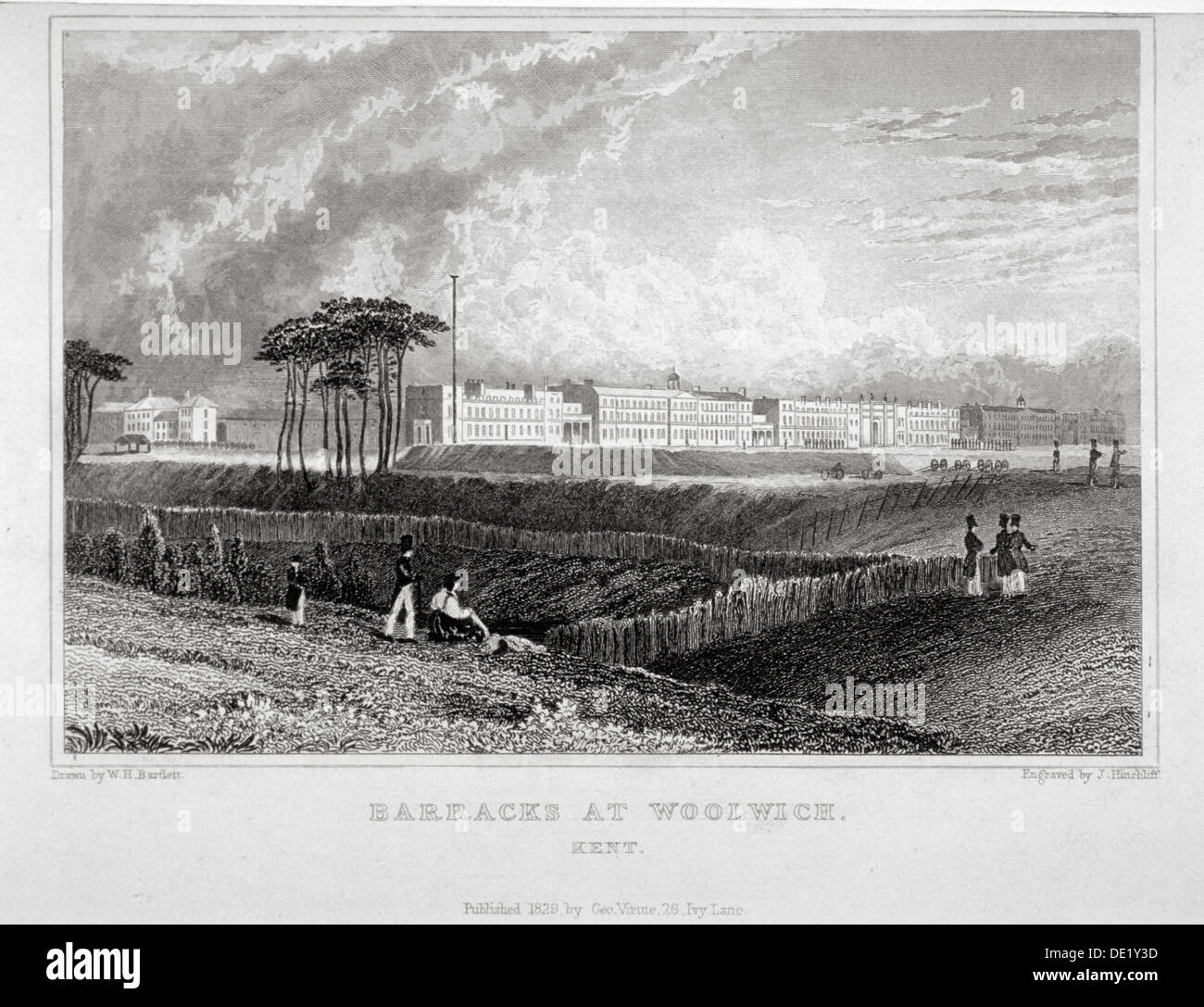 Royal Artillery Barracks, Woolwich, Kent, 1829. Artist: J Hinchcliff ...