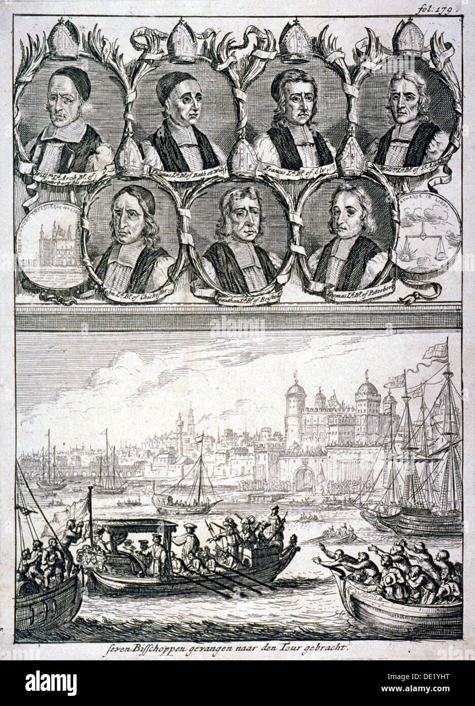Seven bishops and the Tower of London, c1700. Artist: Gabriel Bodenehr ...