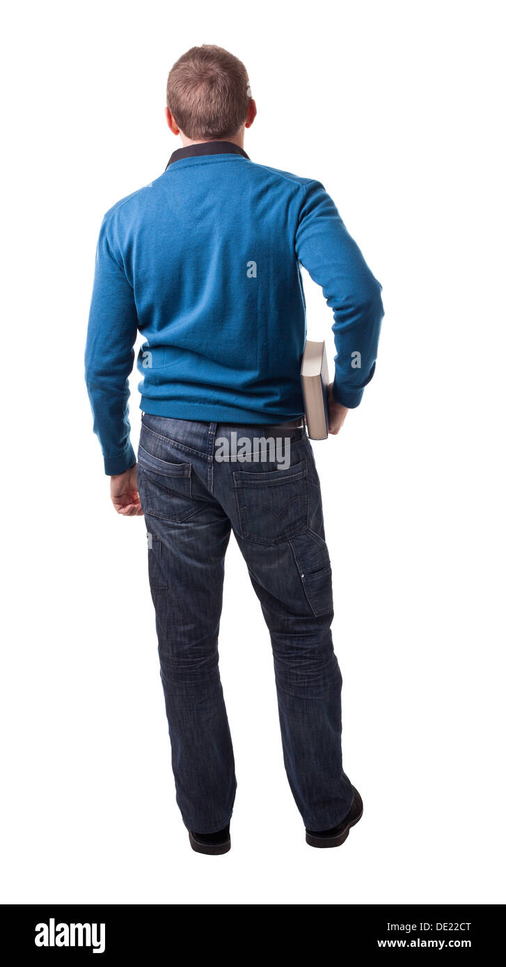 portrait of student back view on white background Stock Photo - Alamy