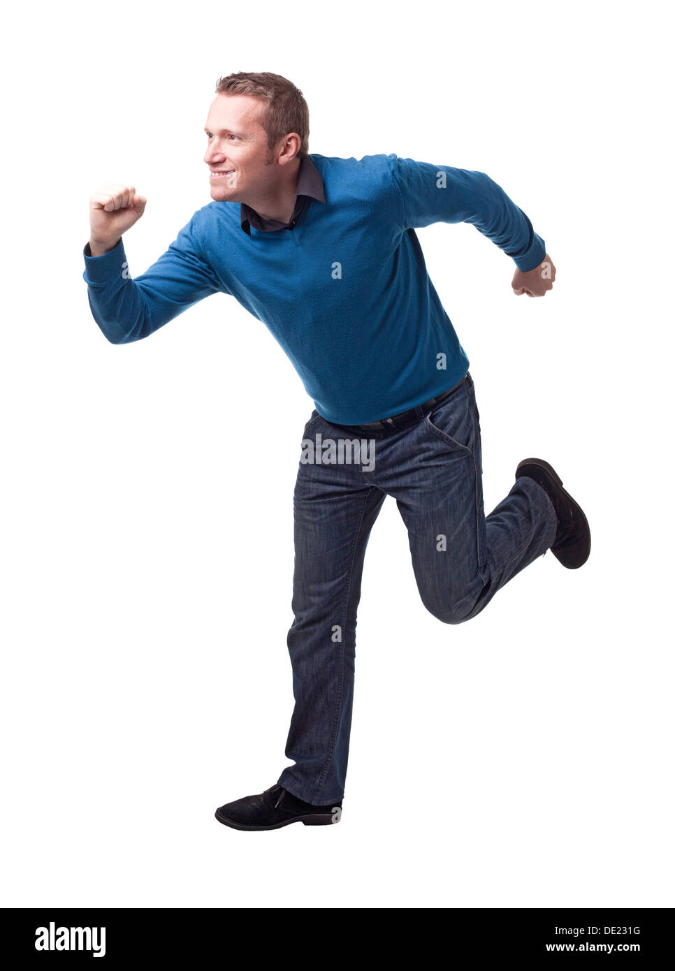 running man isolated on white background Stock Photo - Alamy