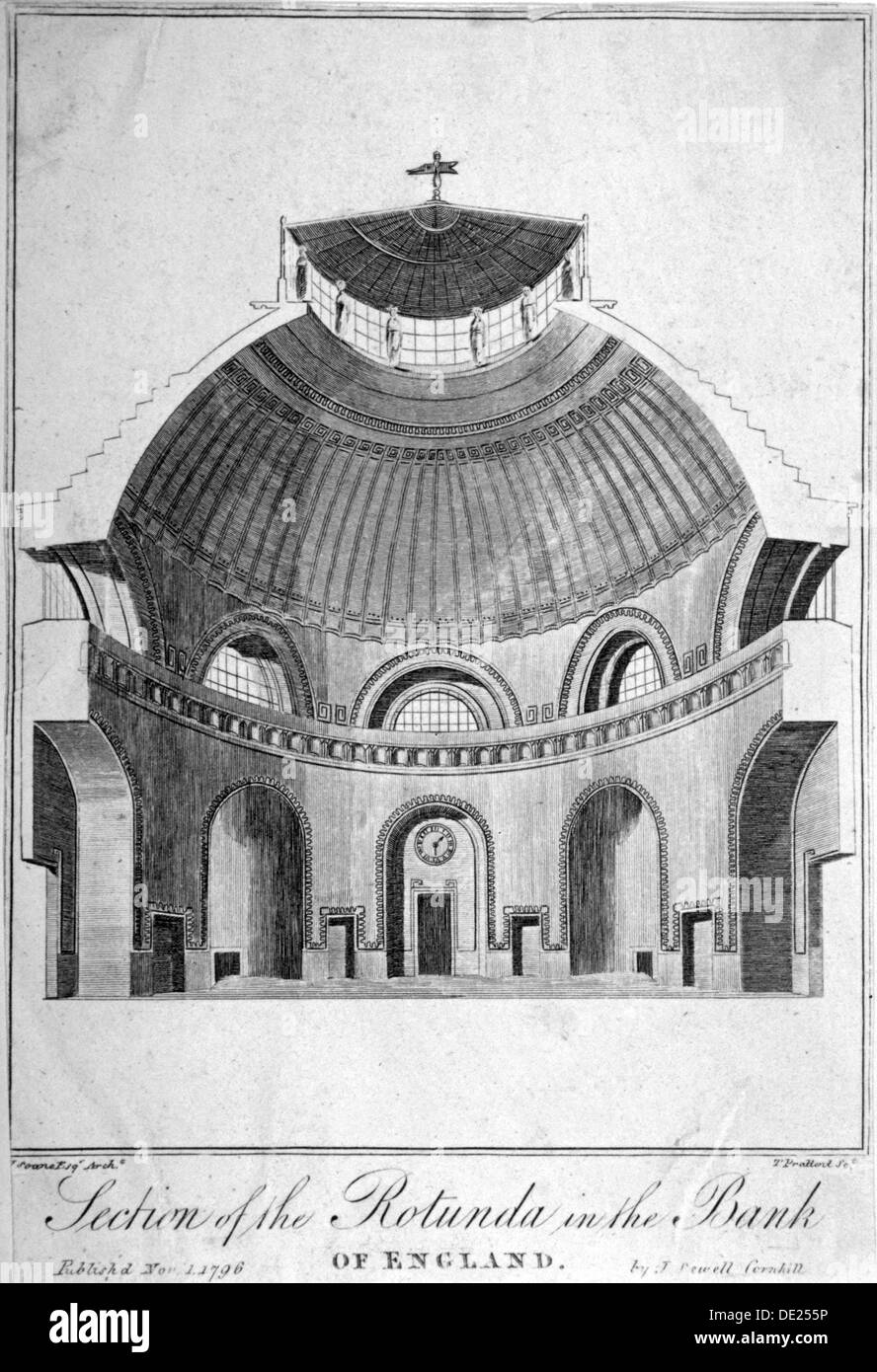 Section of the Rotunda at the Bank of England, City of London, 1796 ...