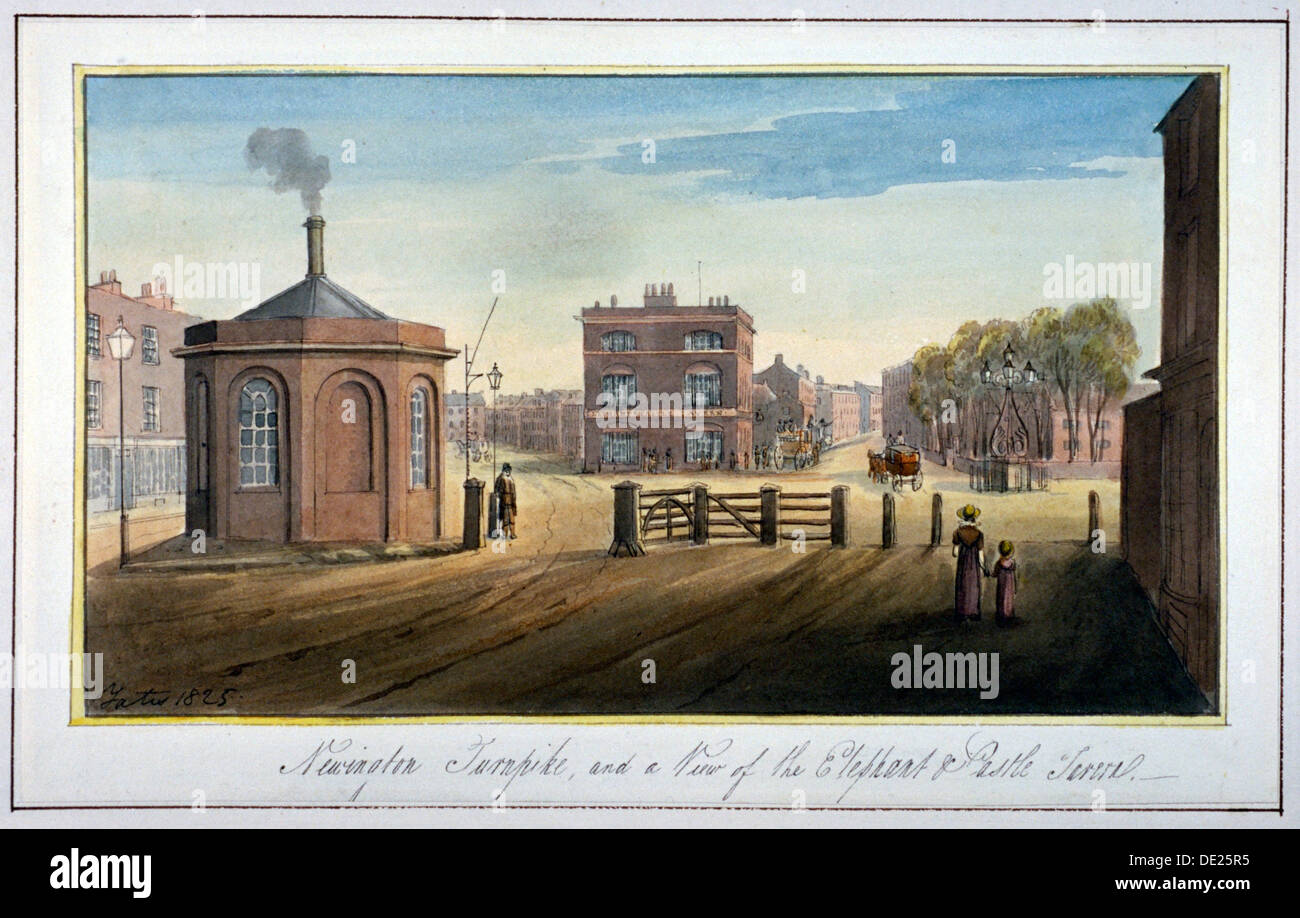 Newington Turnpike on Newington Causeway, Southwark, London, 1825 ...